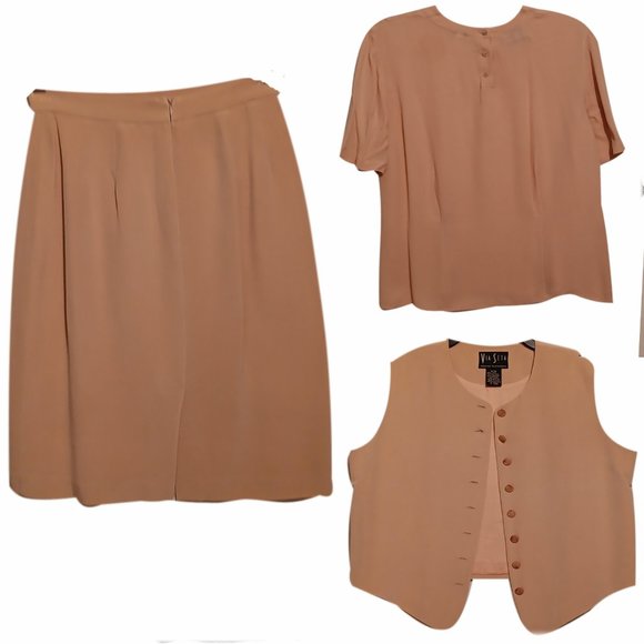 Via Seta | Skirts | Via Seta Vintage 3piece Silk Suit Size 838 | Poshmark